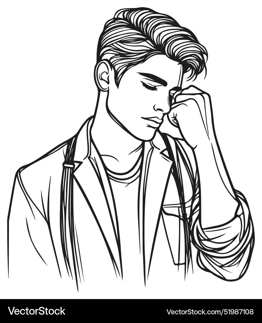 Man boy and husband line art drawing design Vector Image