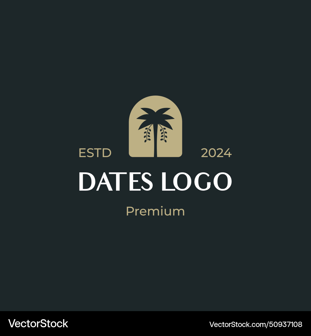 Palm luxury dates logo design retro hipster Vector Image