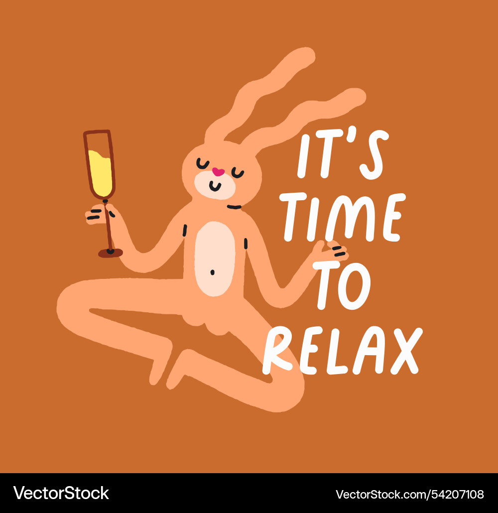 Rabbit character in zen pose celebrating holiday Vector Image