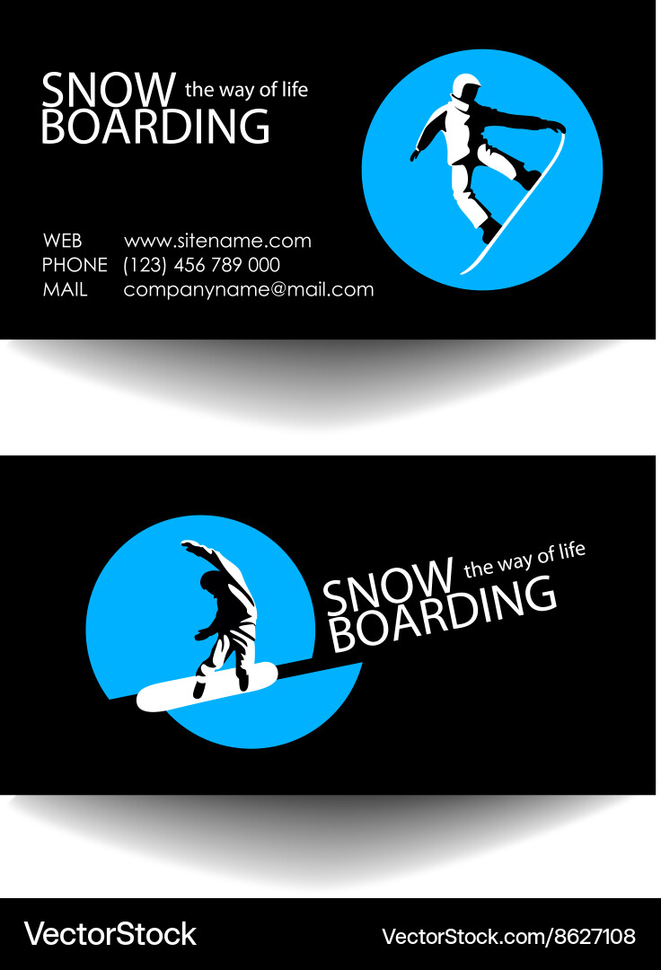 Snowboarding business card template Royalty Free Vector