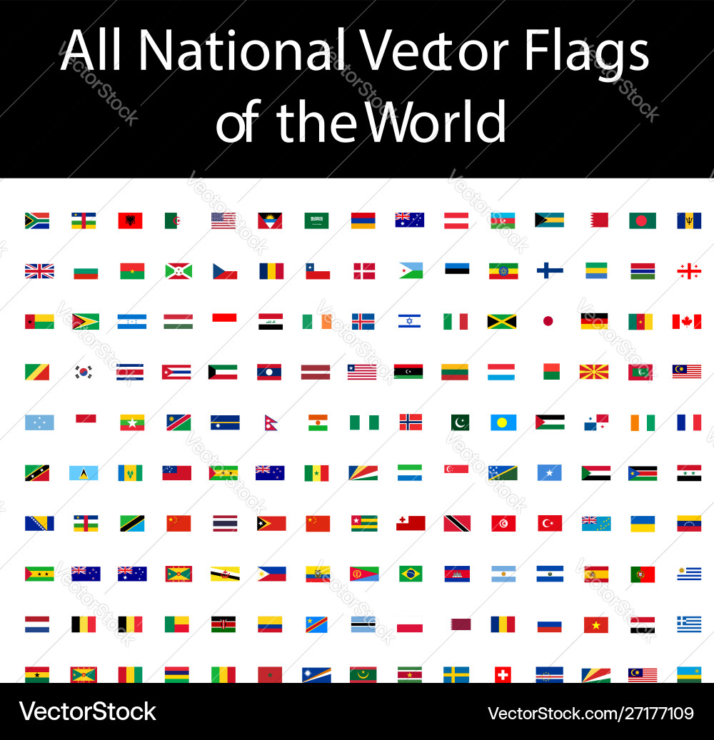 Alle nationalen Flaggen Welt Lizenzfreies Vektorbild