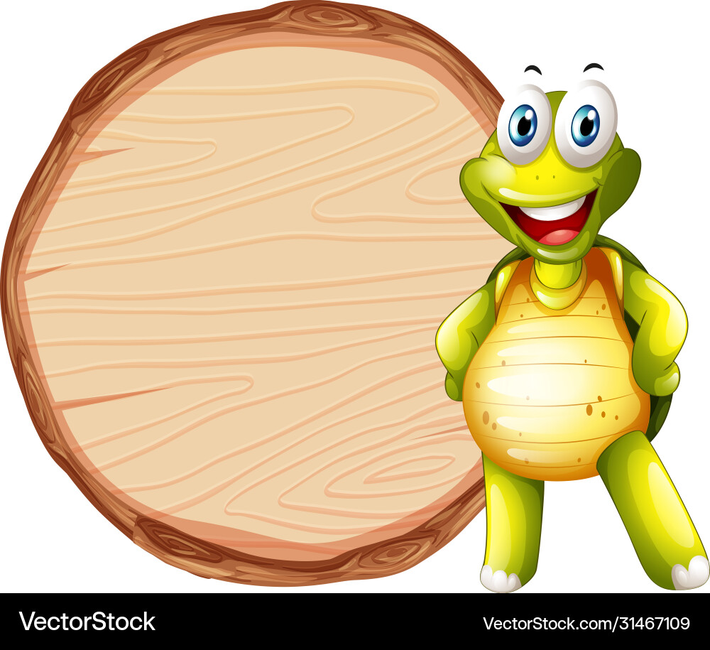 Board template with cute tortoise on white Vector Image