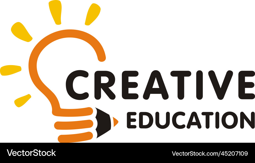 Electric lightbulb pencil creative education logo Vector Image