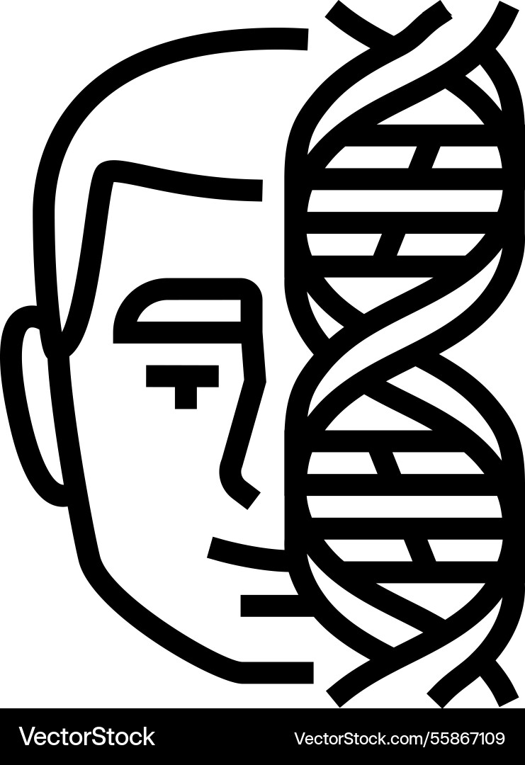 Genetic profile with patients face line icon Vector Image