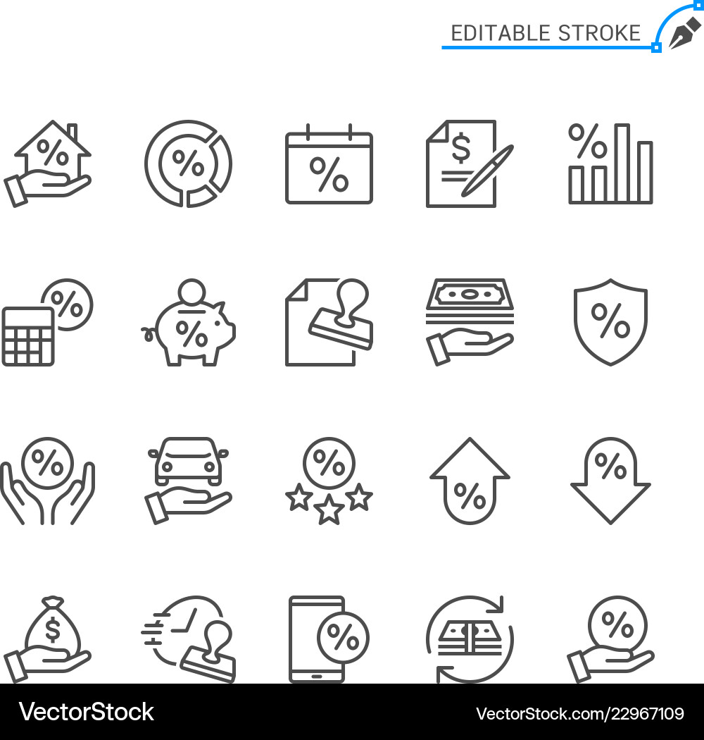Loan line icons editable stroke Royalty Free Vector Image