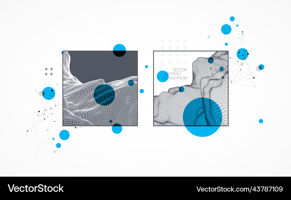 Modern science or technology elements in square Vector Image