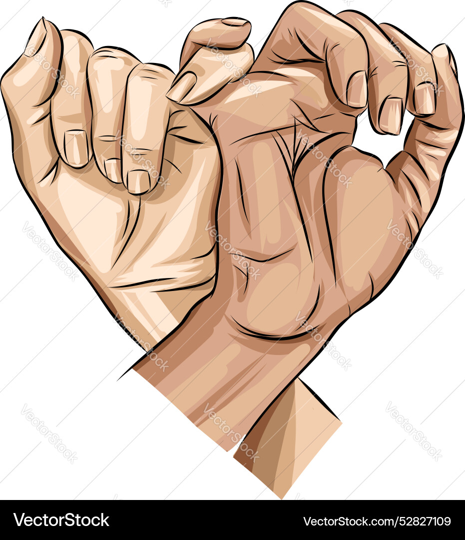 Pinky promise finger line art Royalty Free Vector Image
