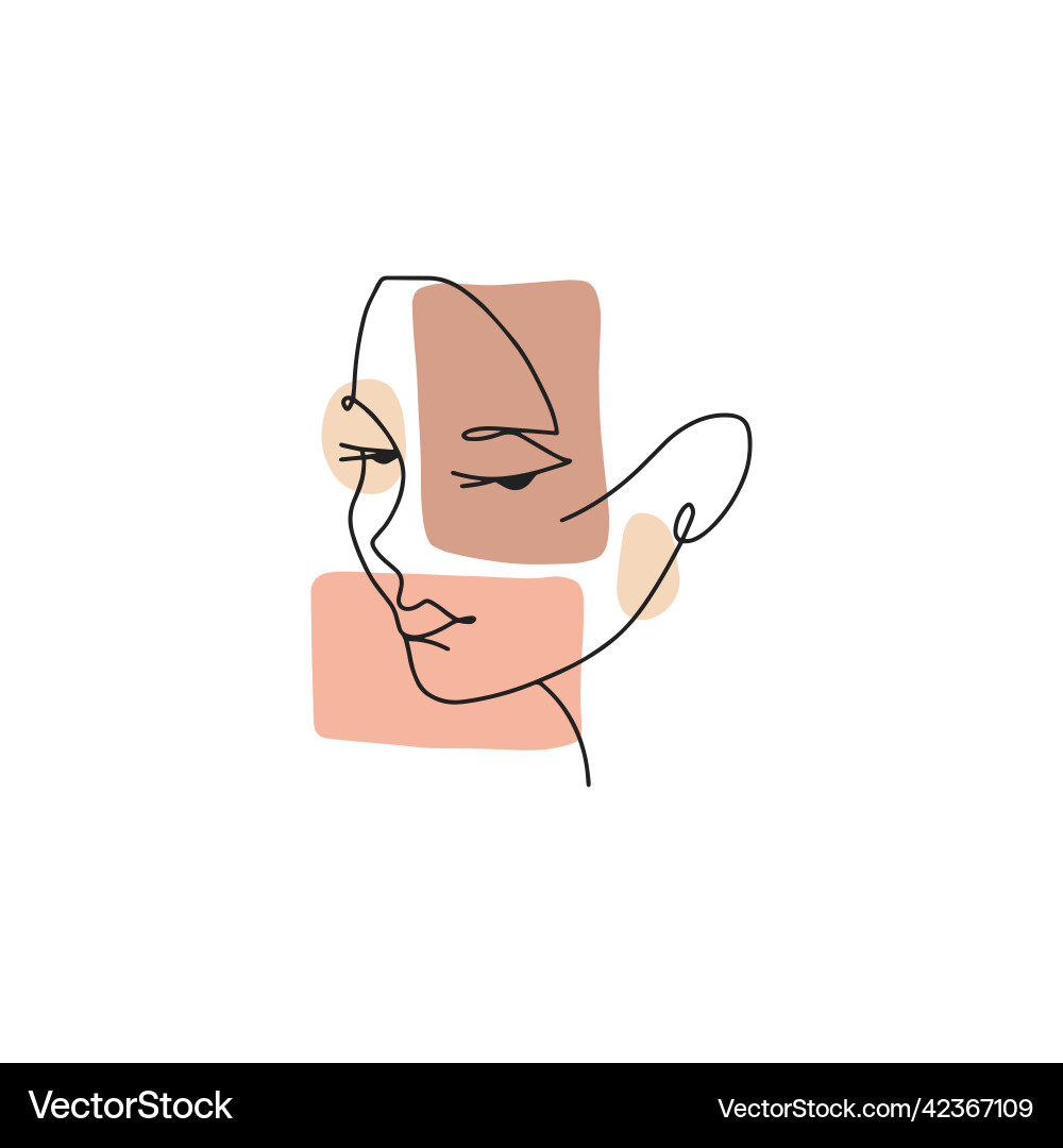 Single Line Woman Portrait Royalty Free Vector Image