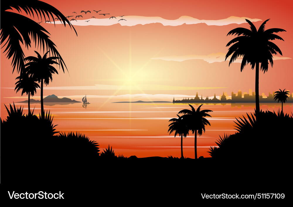 Wide sea view Royalty Free Vector Image - VectorStock