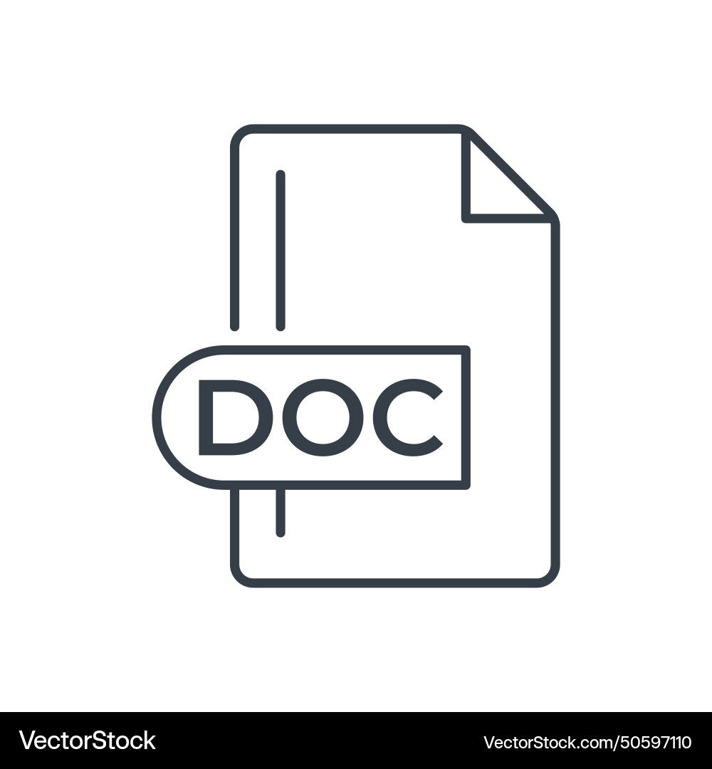 Doc file format icon extension line Royalty Free Vector Doc file format icon extension line Royalty Free Vector