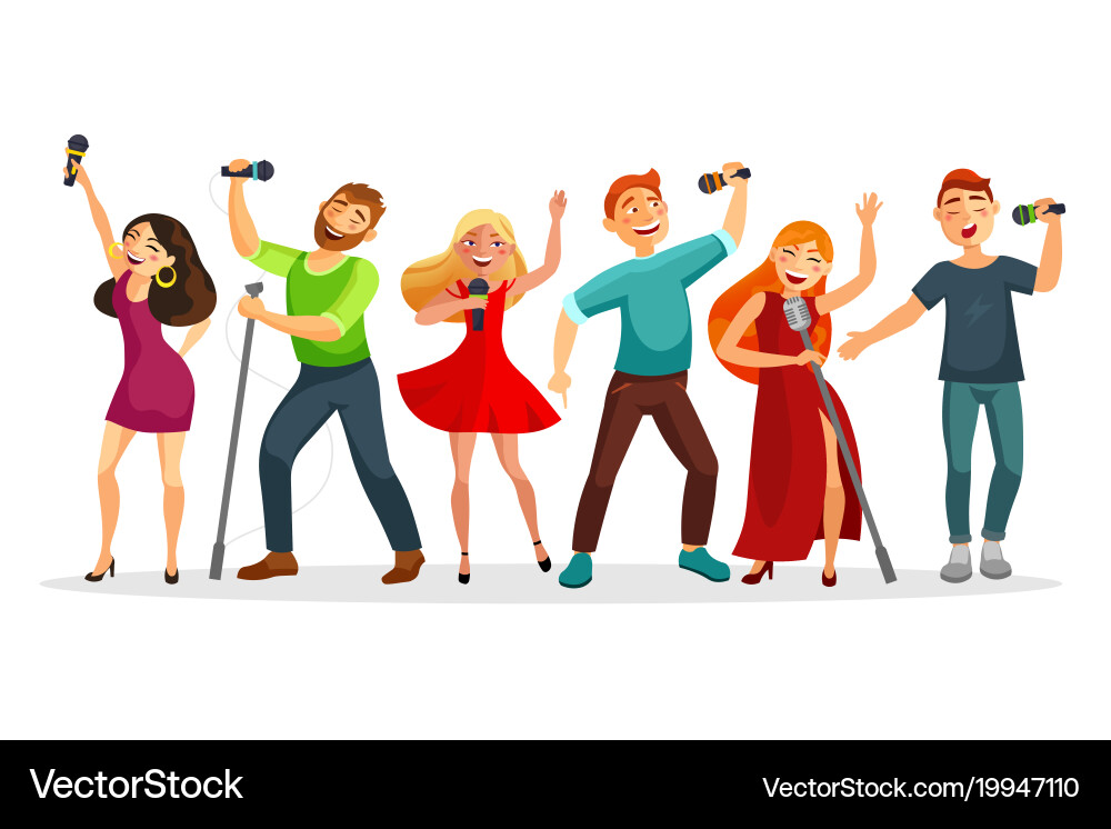 Group young people singing and dancing Royalty Free Vector
