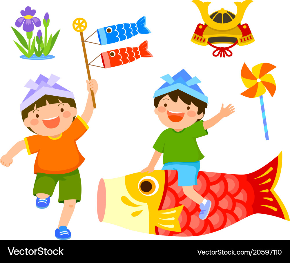 Kodomo no hi children day set Royalty Free Vector Image