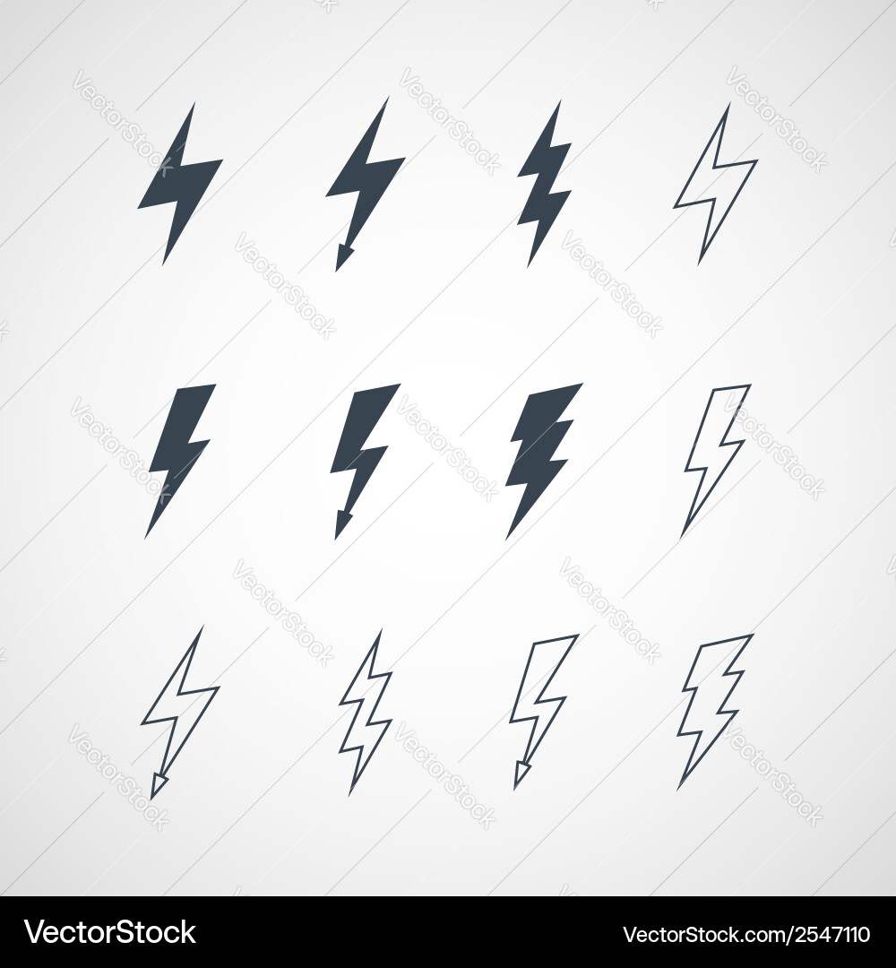 Lightning icon set Royalty Free Vector Image - VectorStock