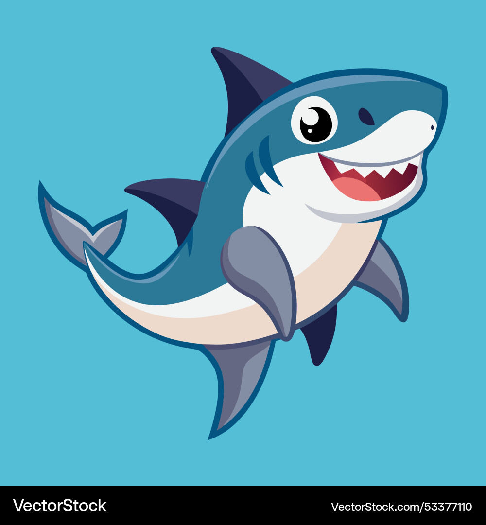 Print cute hammerhead shark clipart art Royalty Free Vector