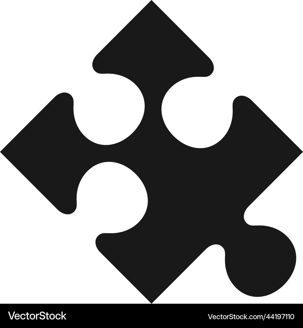 Puzzle piece icon black jigsaw shape sign Vector Image