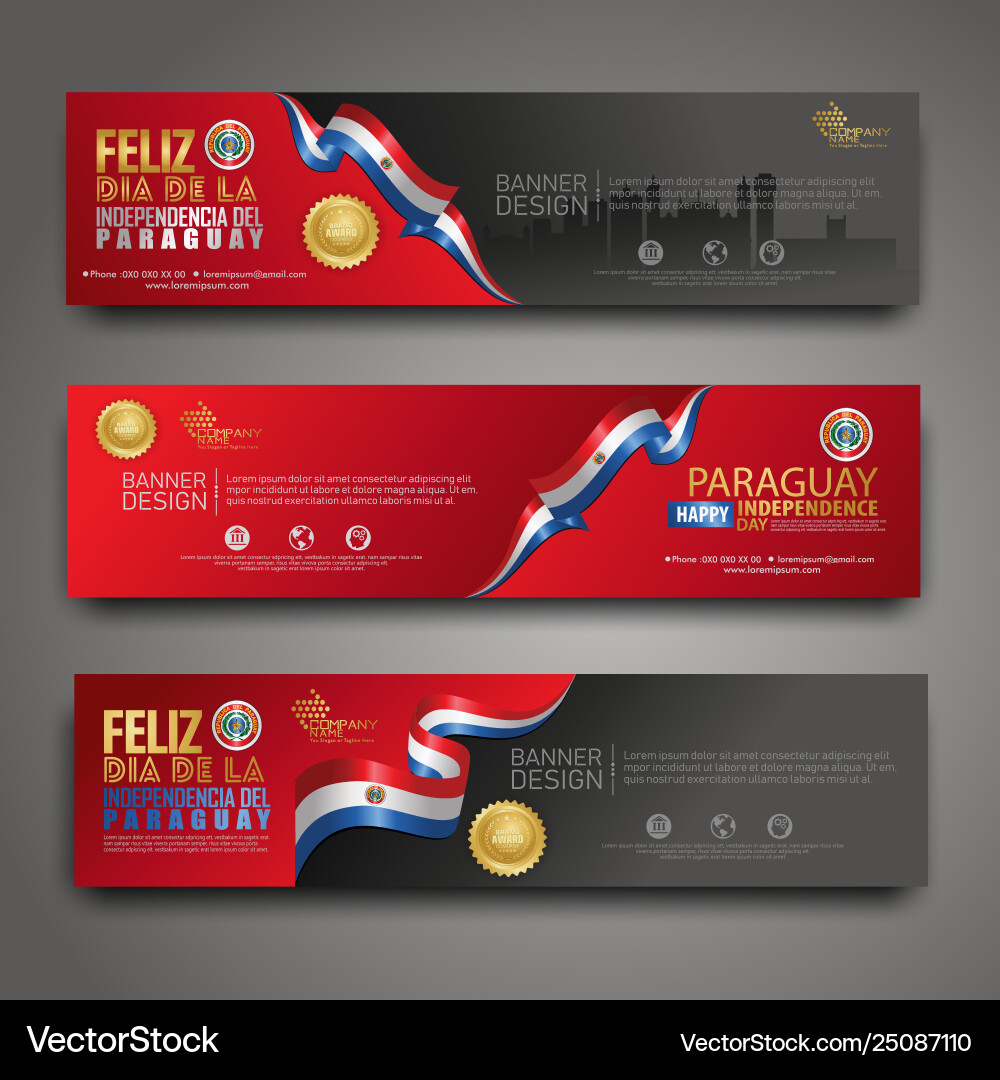Set banner design template happy independence day Vector Image