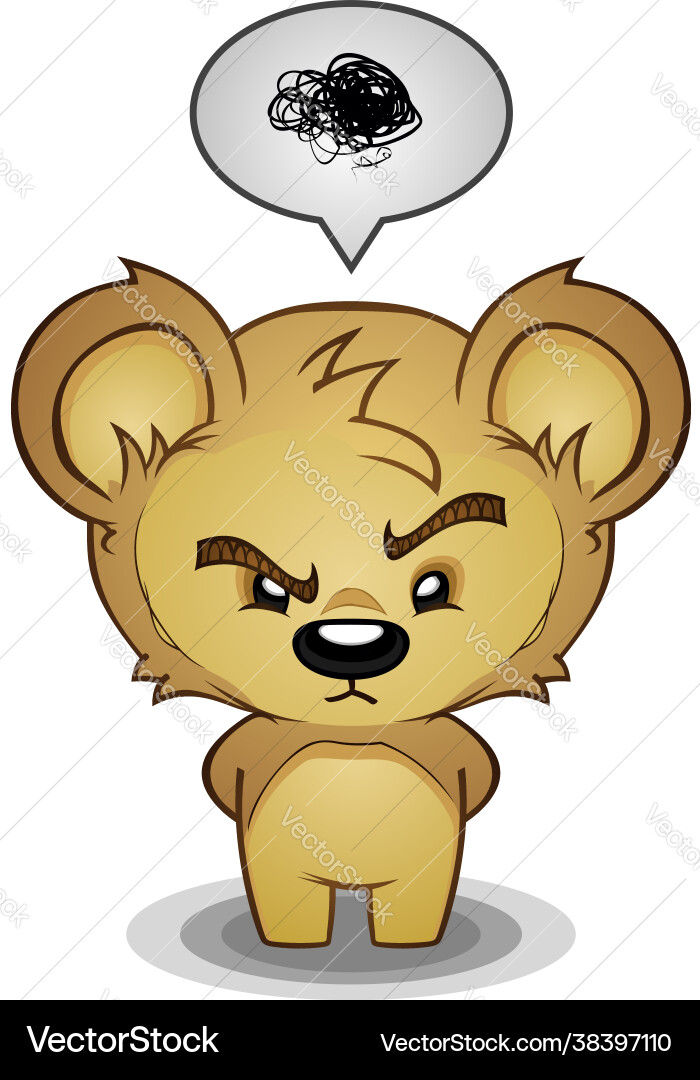 Stern frustrated teddy bear cartoon character Vector Image