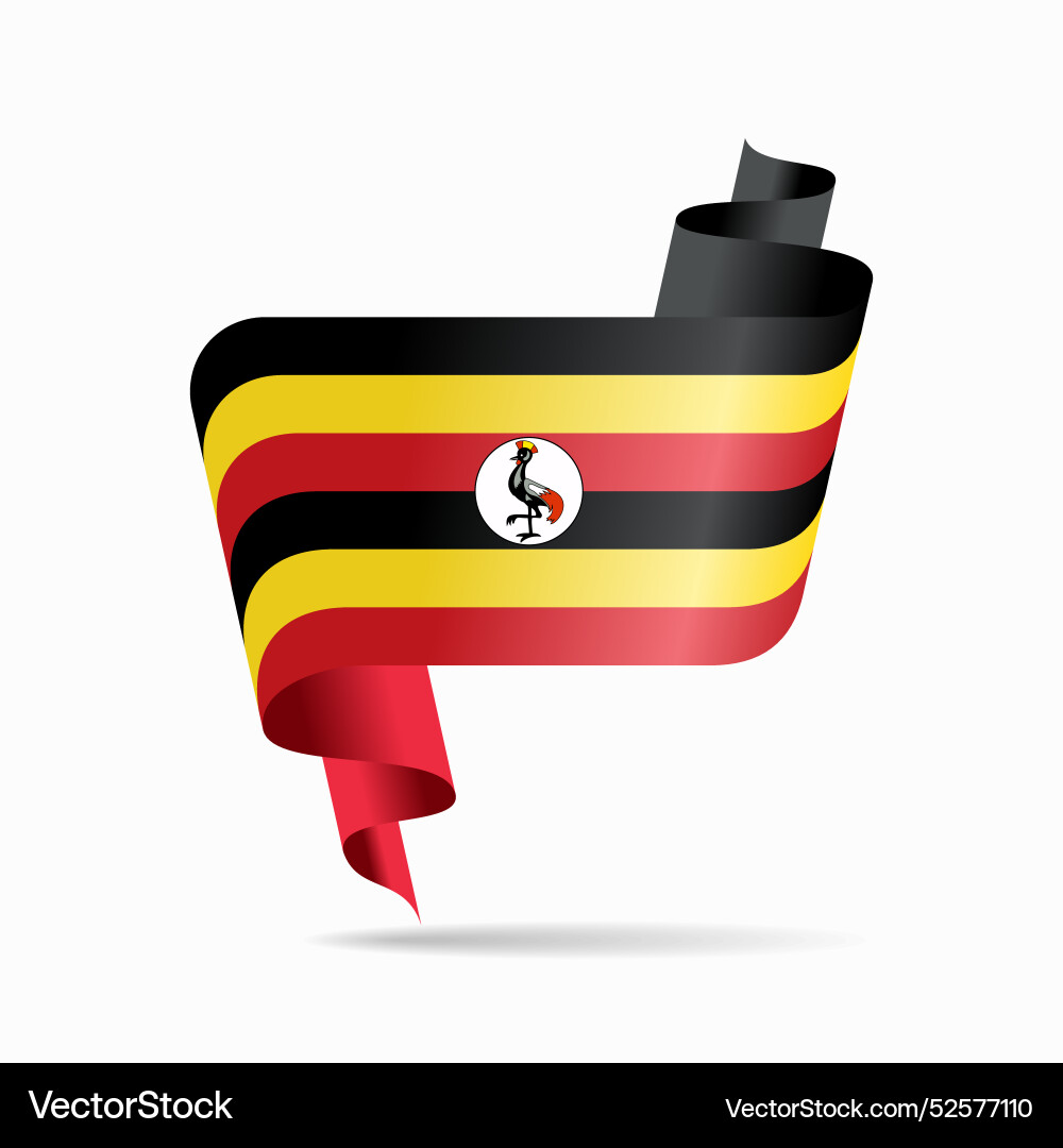 Ugandan flag wavy ribbon background Royalty Free Vector