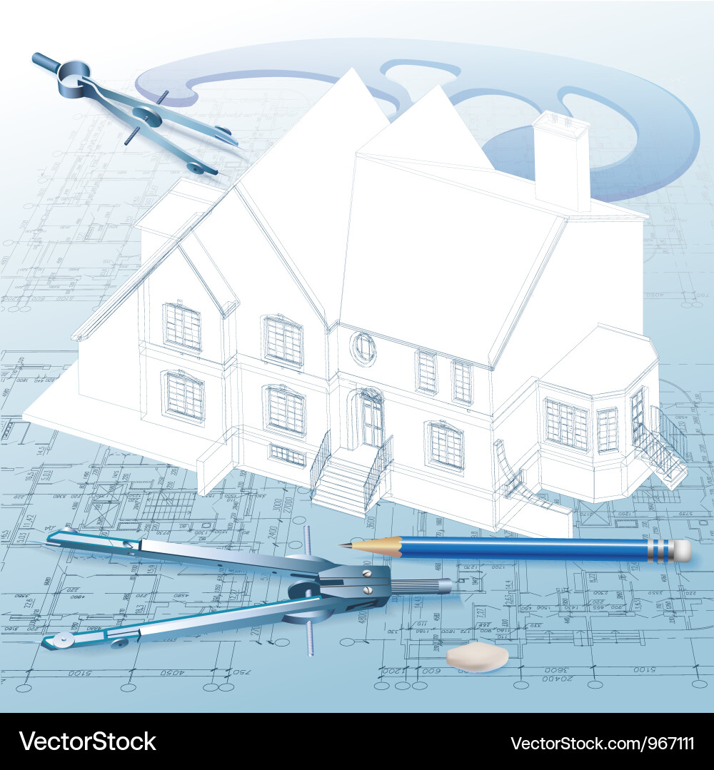 Architectural Blueprint Plans Royalty Free Vector Image