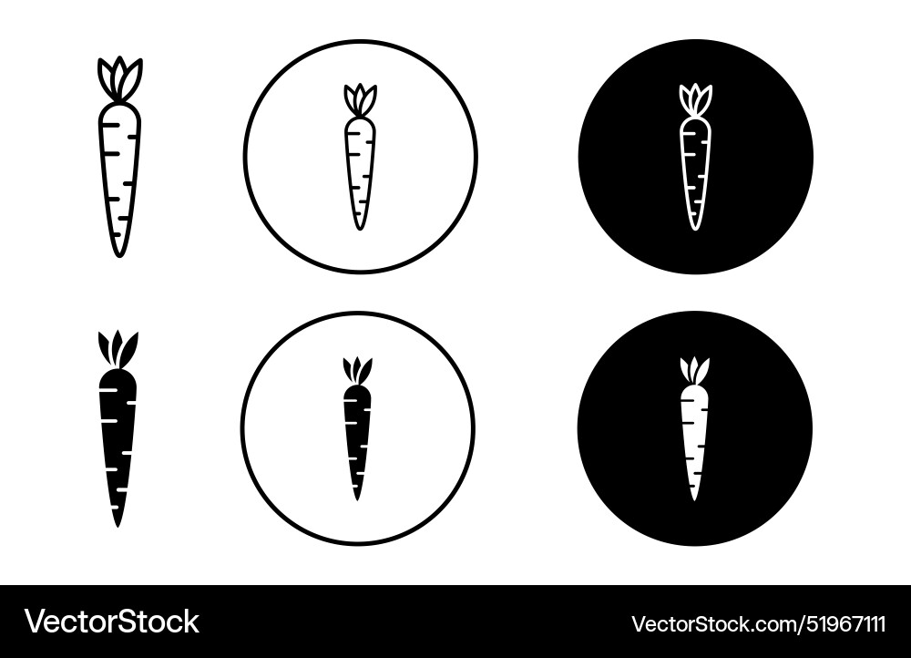 Carrot flat line icon set thin Royalty Free Vector Image