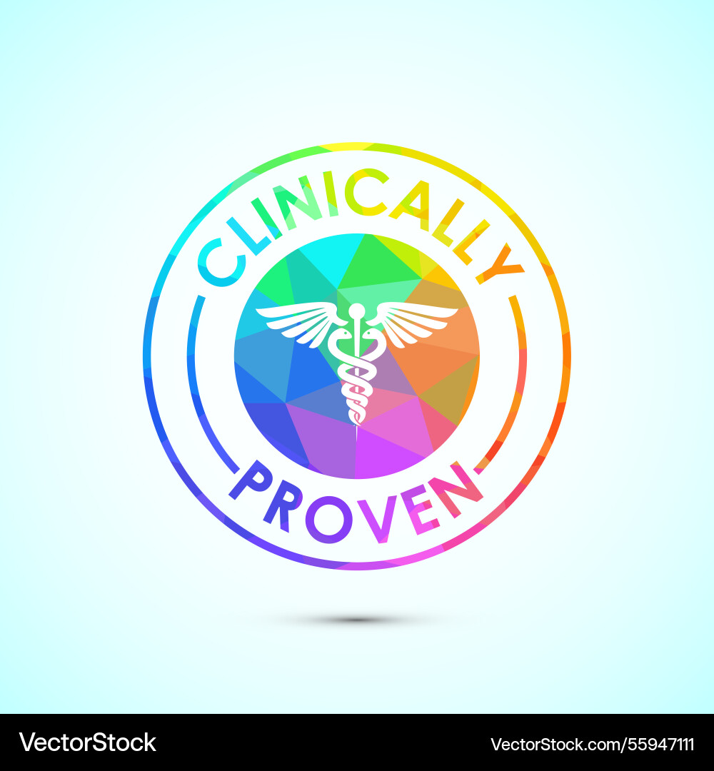 Clinically proven icon design tested Royalty Free Vector