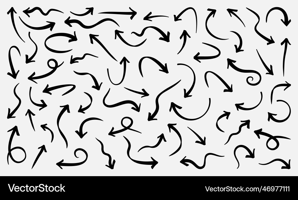 Curved Hand Drawn Arrow Icons Royalty Free Vector Image