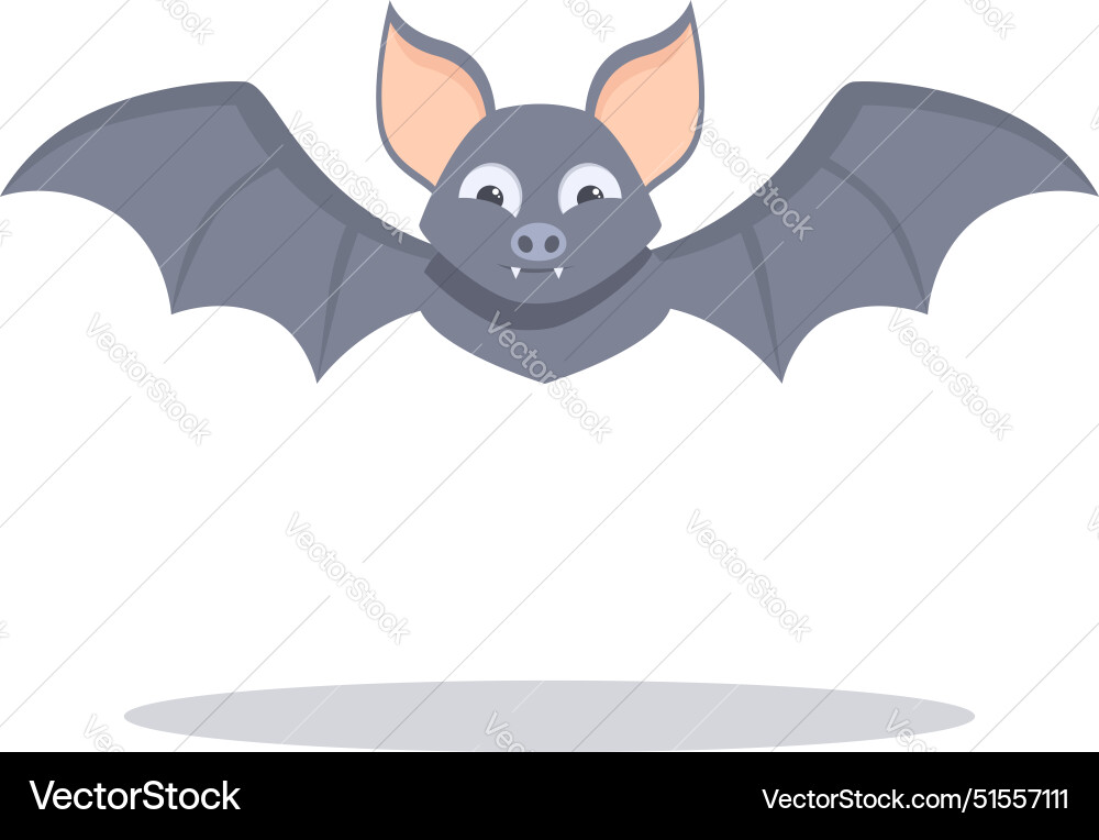 Cute cartoon bat flying with spread wings Vector Image