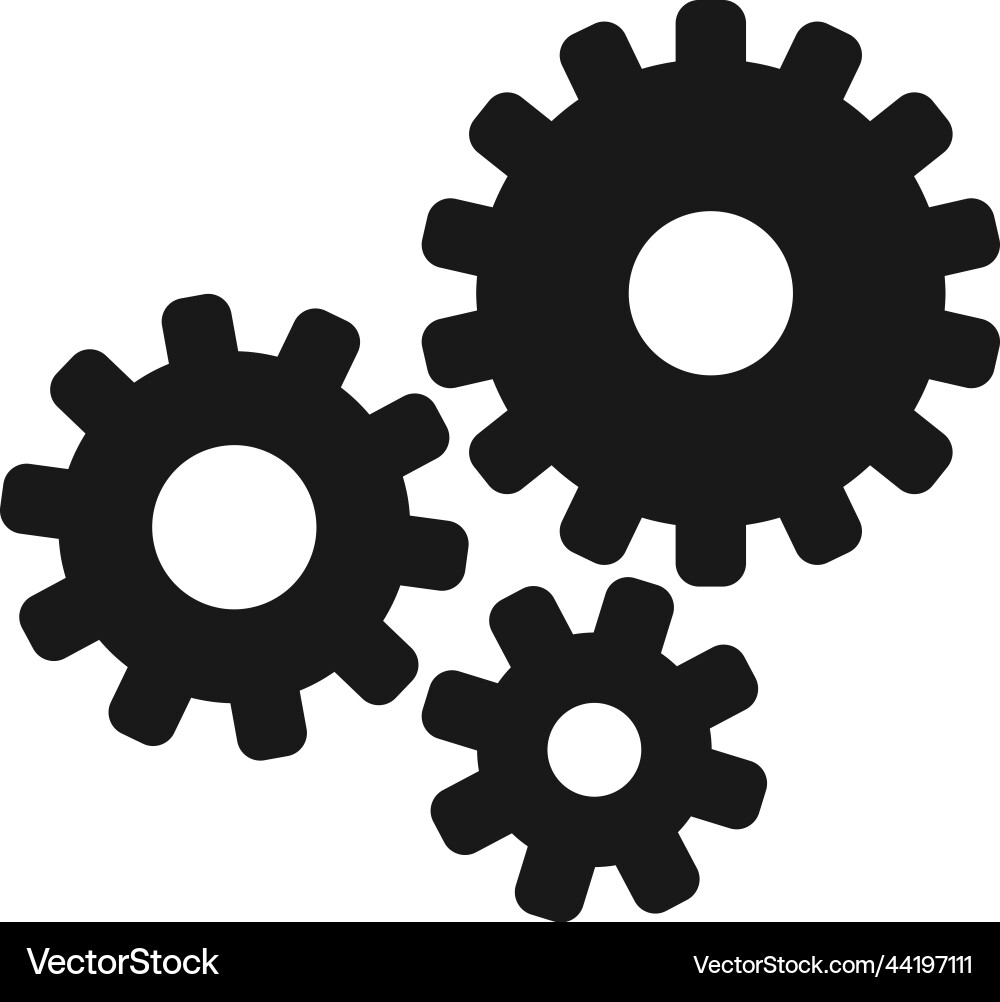 Gears black icon process symbol cog wheel sign Vector Image