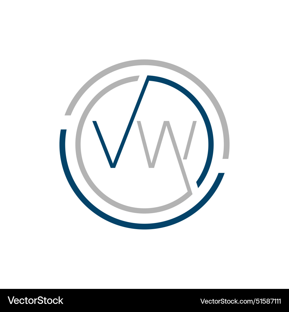 Luxury letter vw logo designroyal premium letter Vector Image