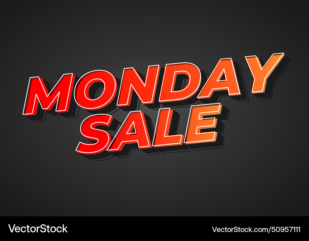 Monday sale text effect in 3d style with eye Vector Image