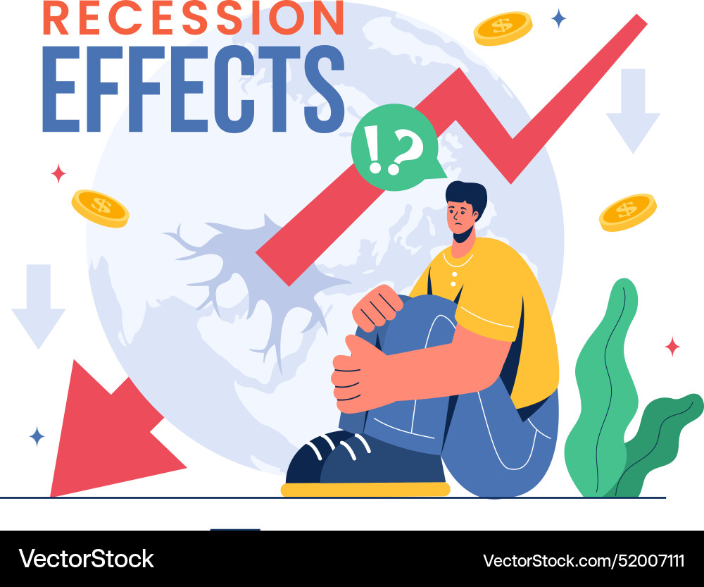 Recession effects showing the impact on economic Vector Image