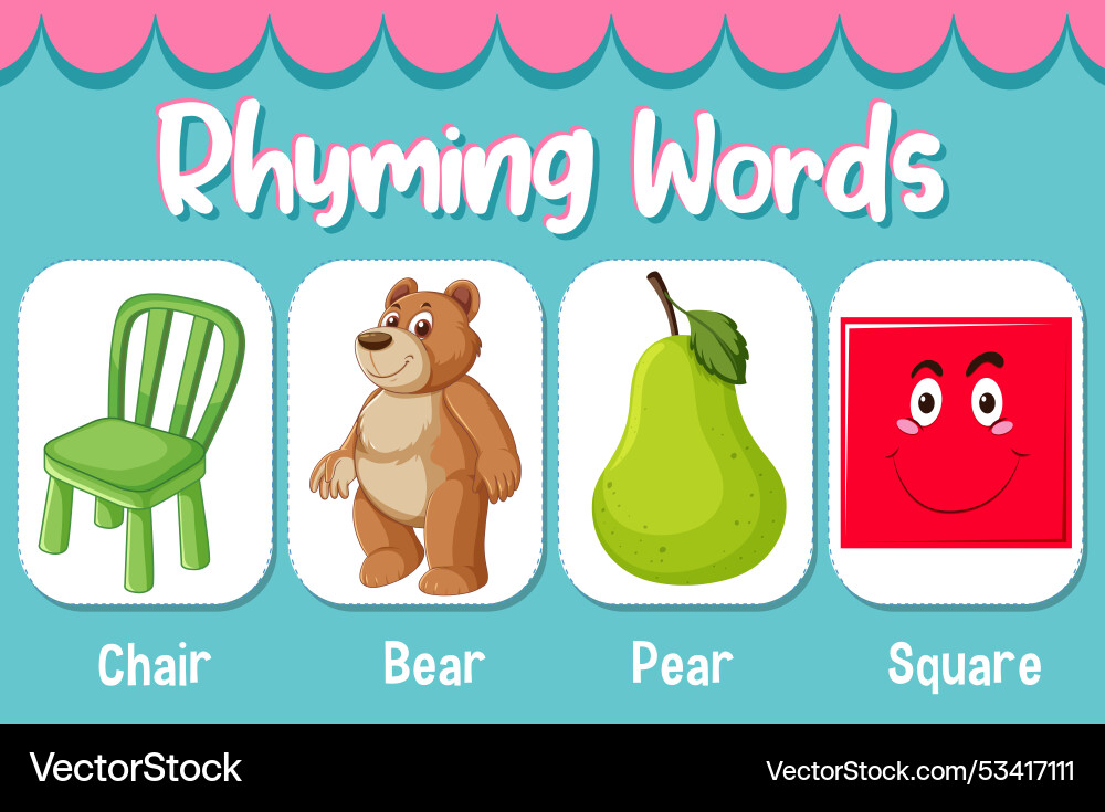 Rhyming words with images Royalty Free Vector Image