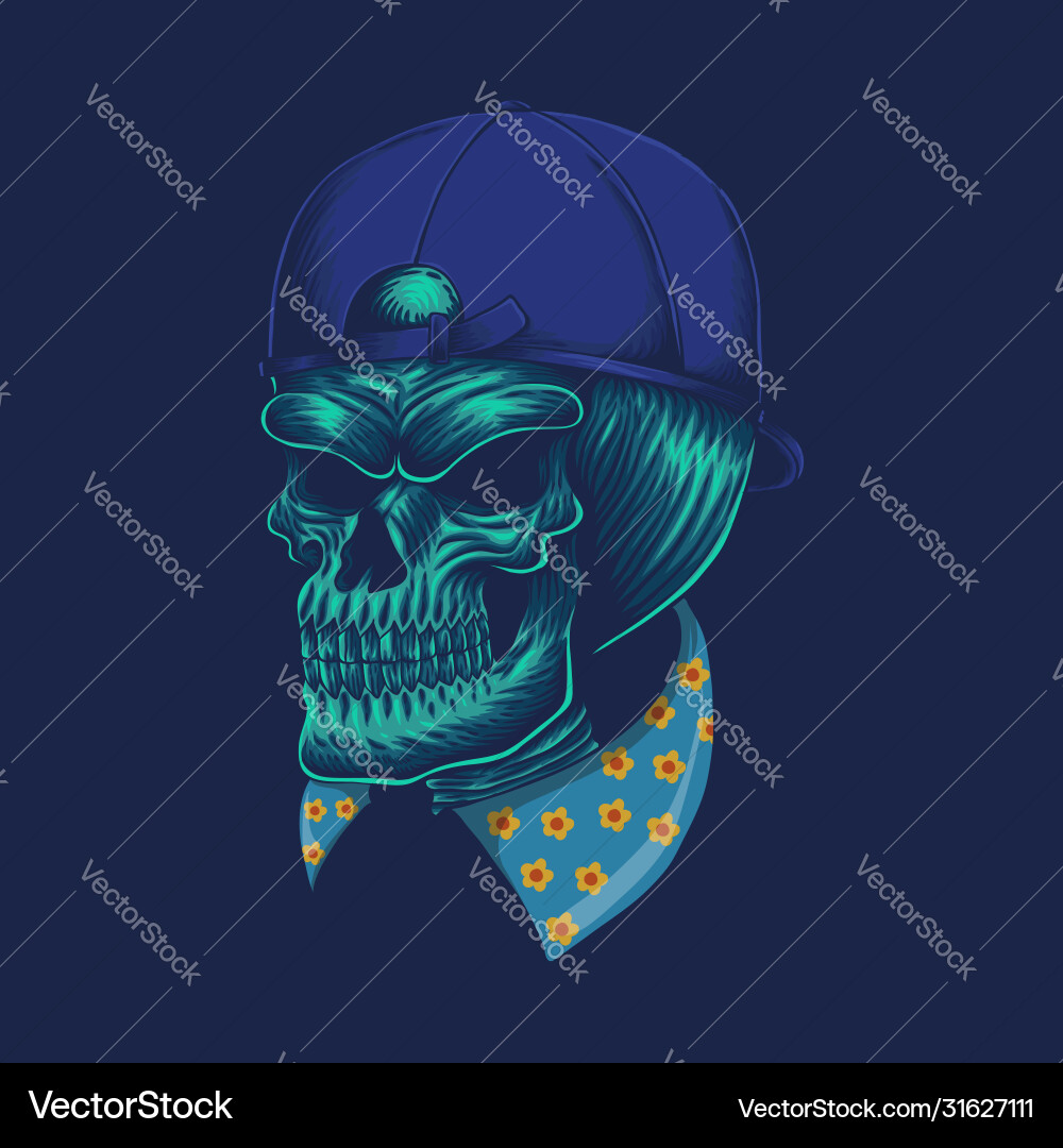 Skull head cap Royalty Free Vector Image - VectorStock