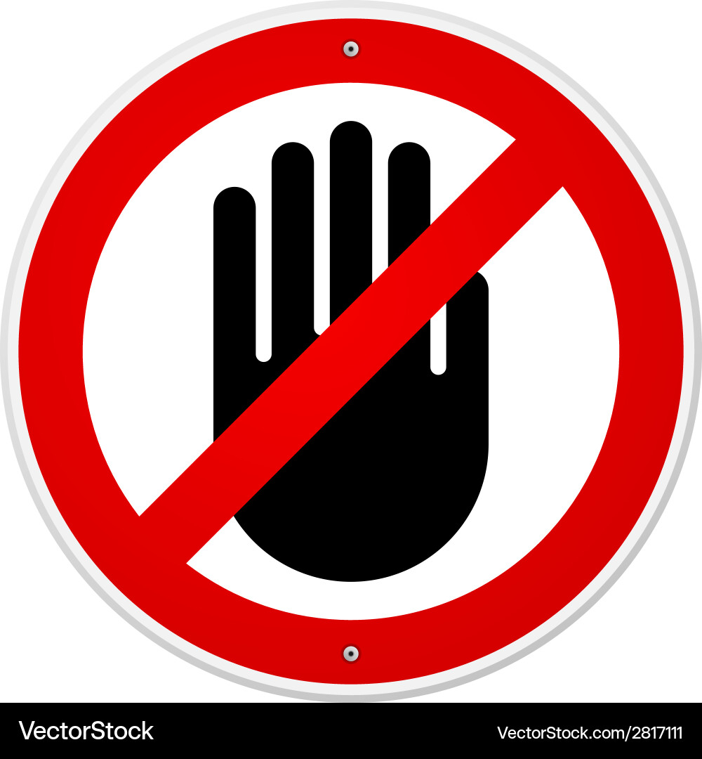 Stop Sign - Red Hand Symbol Royalty Free Vector Image