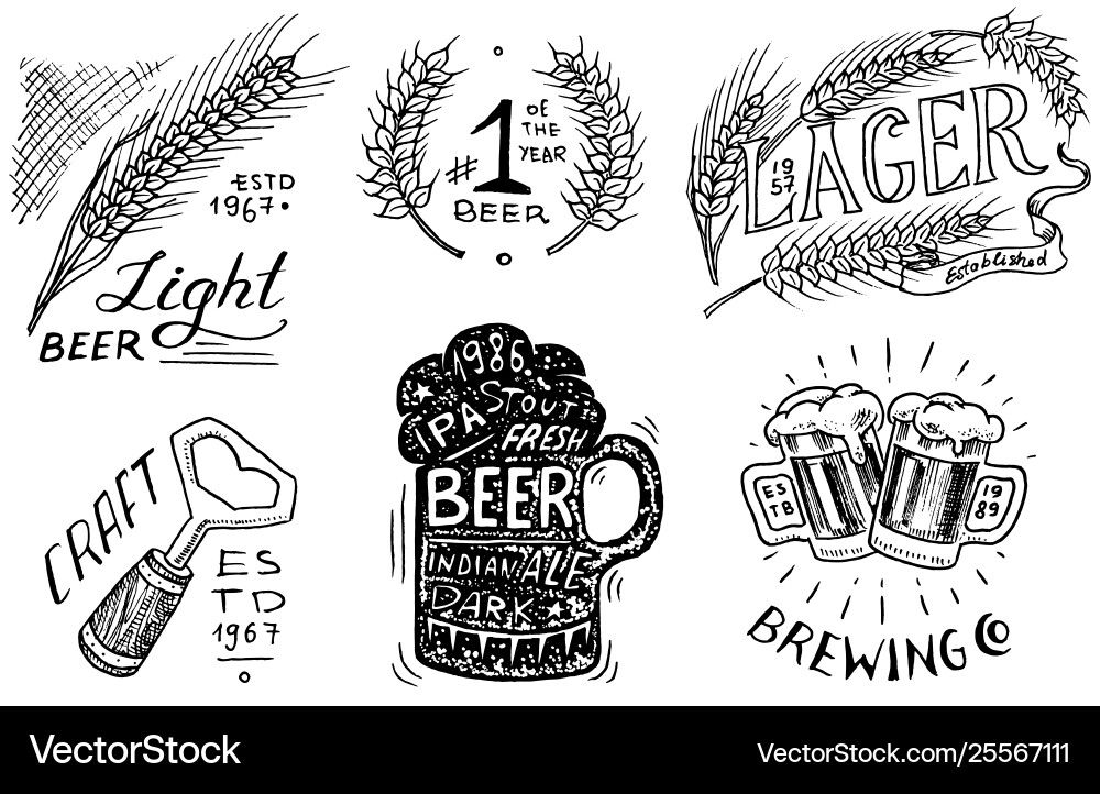 Vintage Beer Badge Set Royalty Free Vector Image