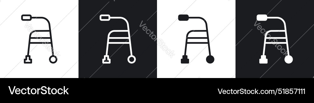Walker icon set in black and white filld Vector Image