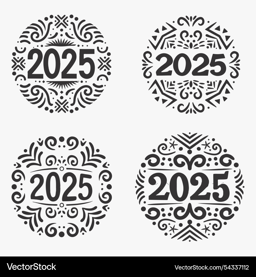 2025 round poster design with decoration Vector Image
