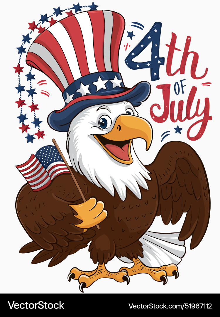 4th of july celebration bald eagle Royalty Free Vector Image