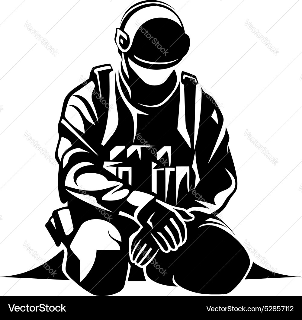 Brave bond kneeling soldier icon honor hero Vector Image
