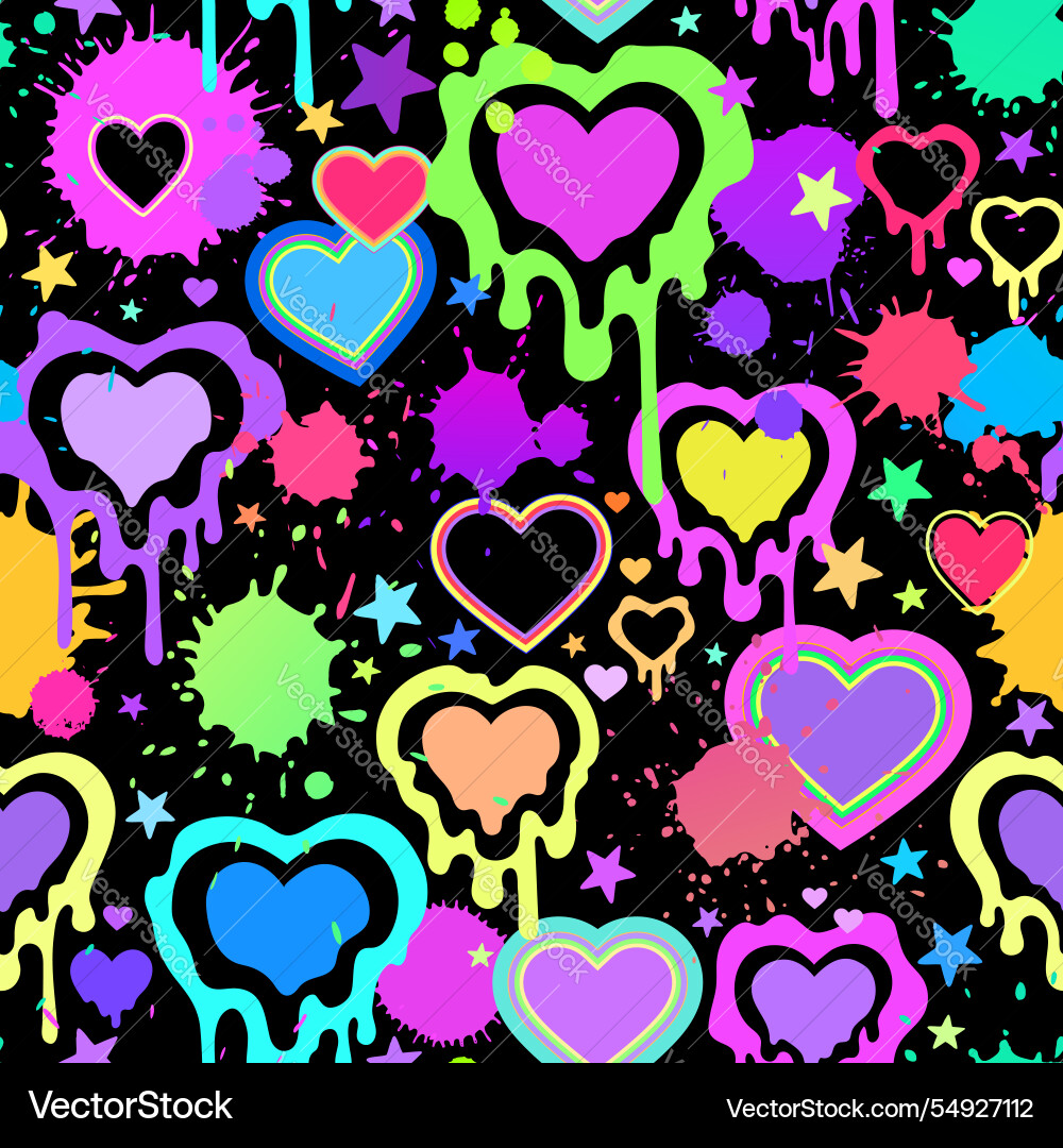 Colorful Heart Drip Pattern Royalty Free Vector Image