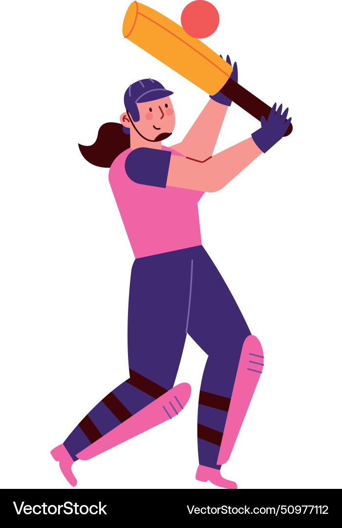 Cricket player woman Royalty Free Vector Image