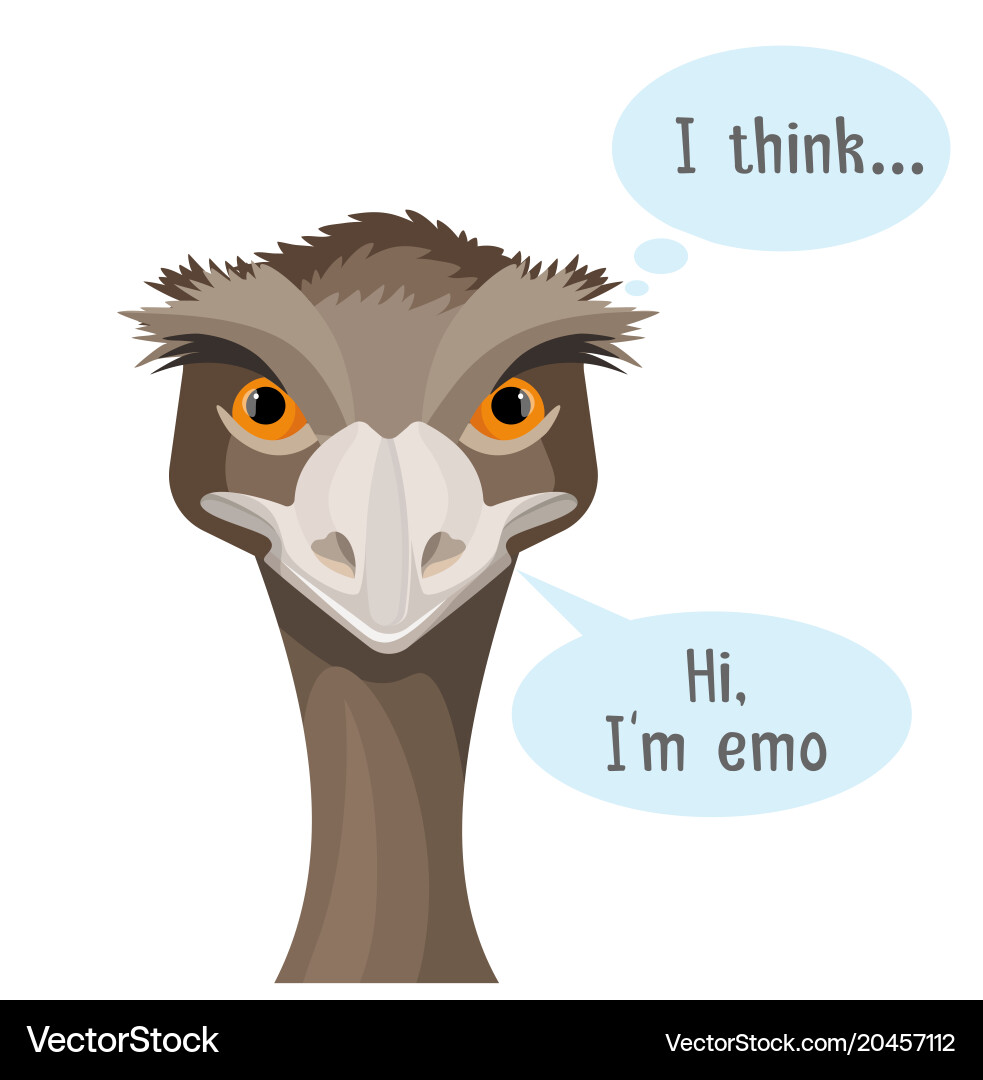 Emu isolated on white background with speech Vector Image