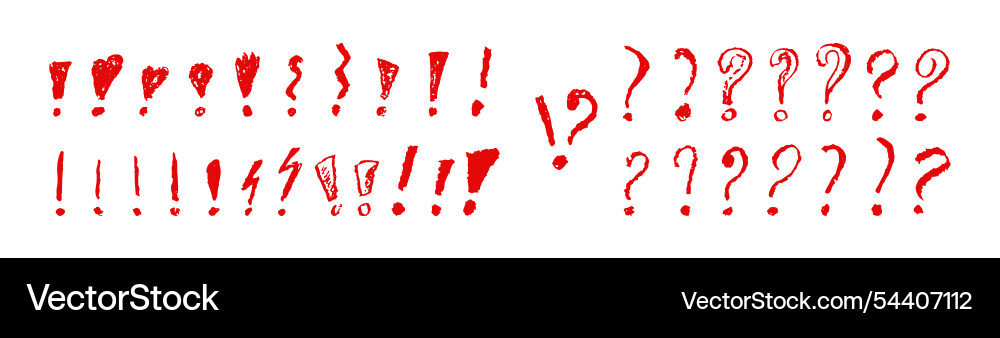 Exclamation and question marks symbols set red Vector Image