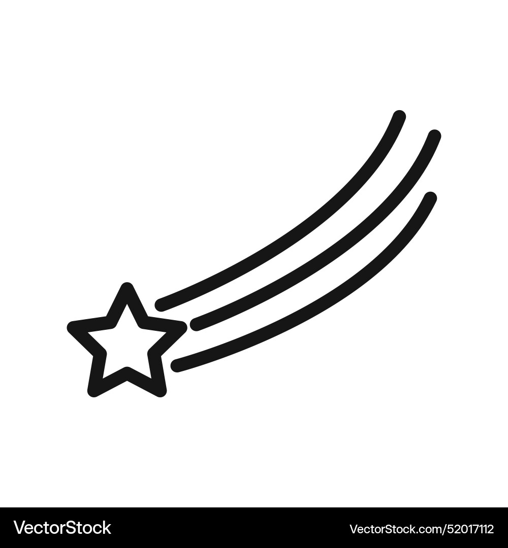 Falling star icon schwarz line art Lizenzfreies Vektorbild