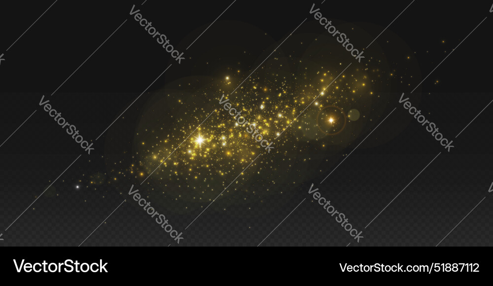 Golden dust shimmering on dark night sky Vector Image
