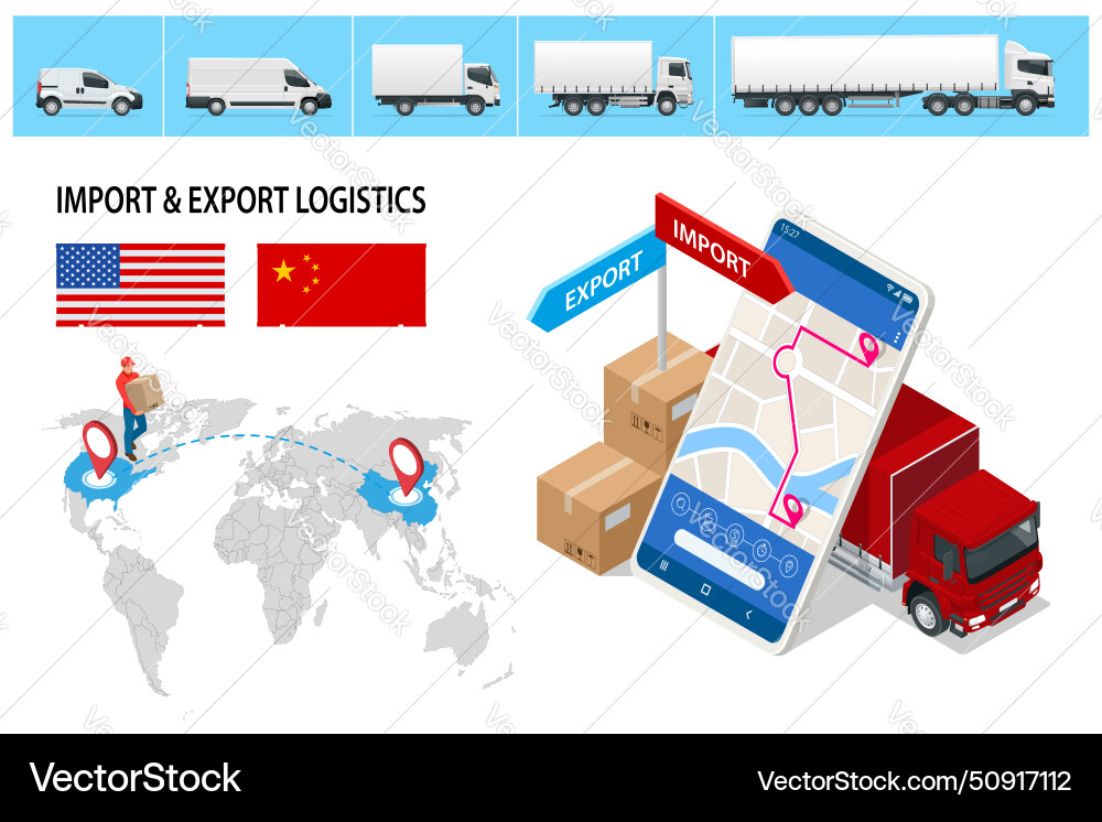 Isometric shipping logistic systems cargo Vector Image