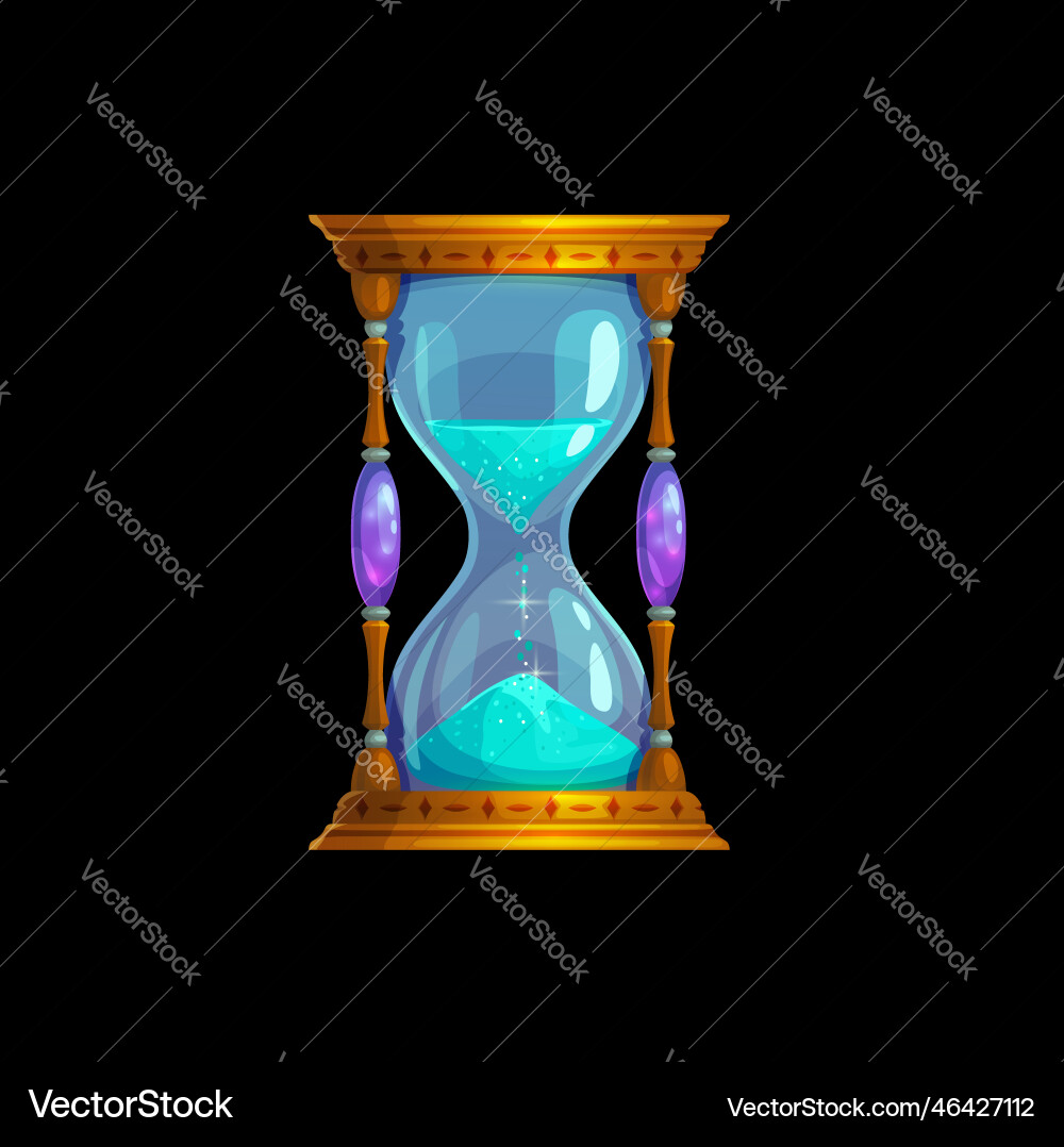 Magic sand glass clock sandglass 2d game asset Vector Image