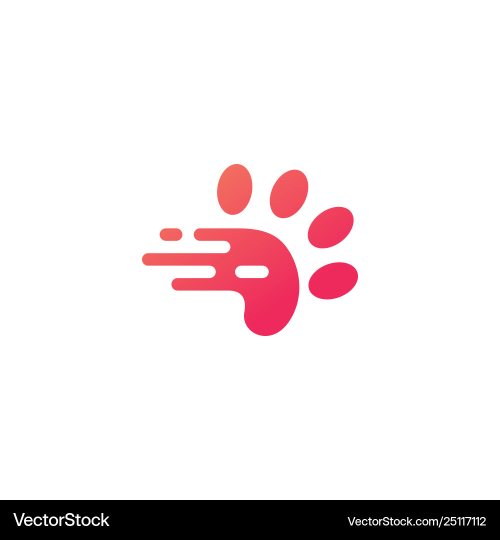 Paw Dash Tech Logo Icon - Speed & Innovation Vector Image