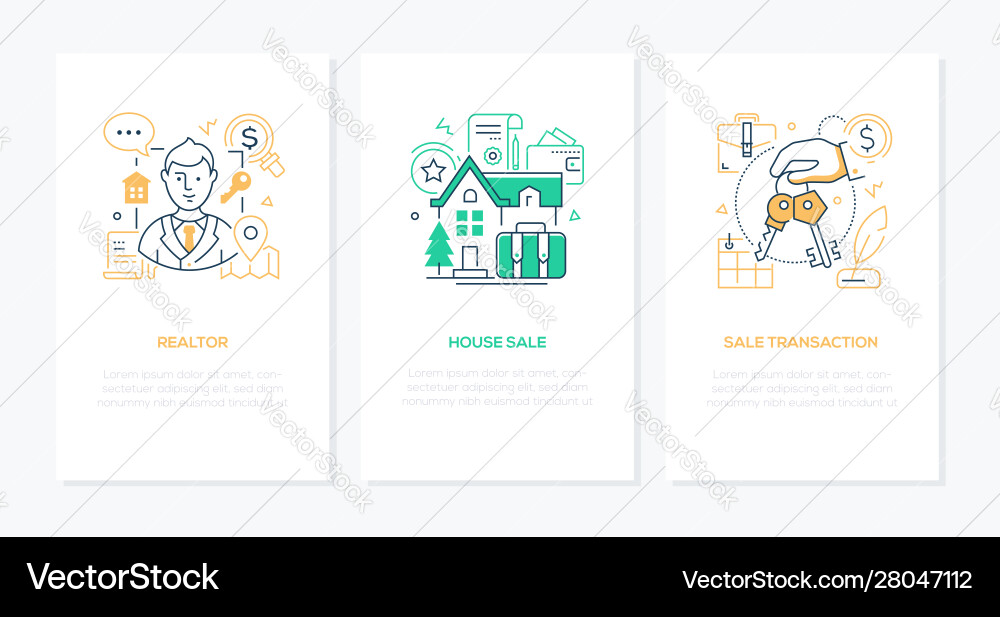 Real estate services - line design style banners Vector Image