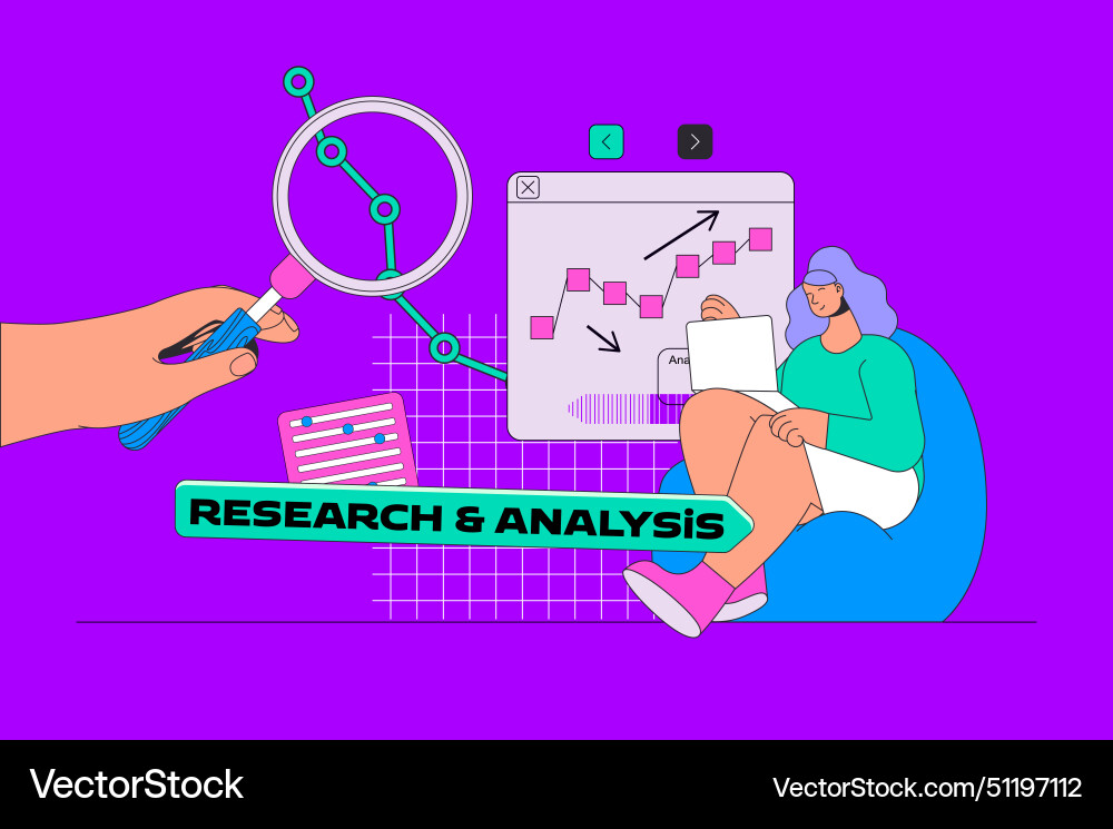 Research and analysis concept in modern flat Vector Image